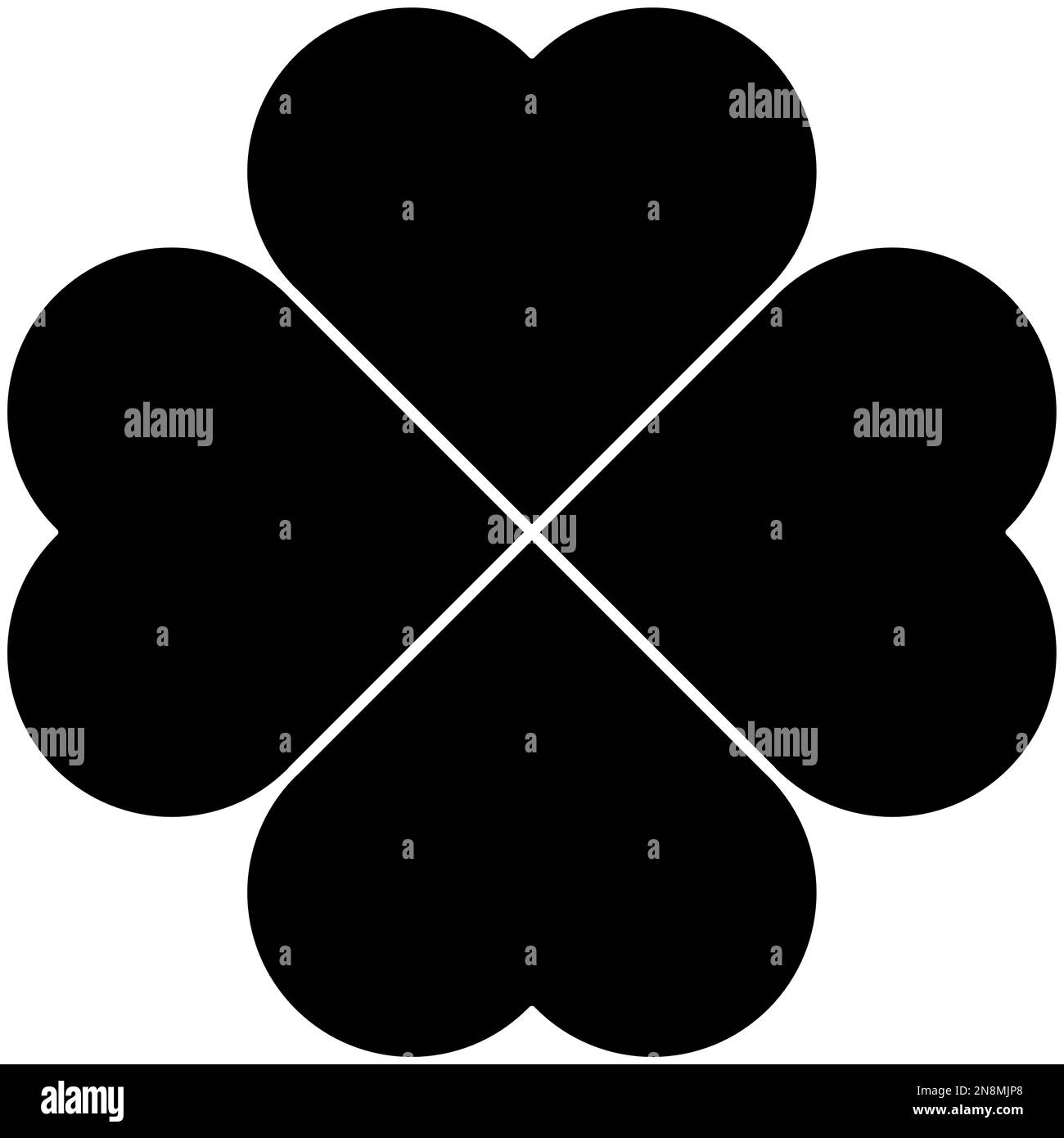 Shamrock silhouette - black four leaf clover icon. Good luck theme ...