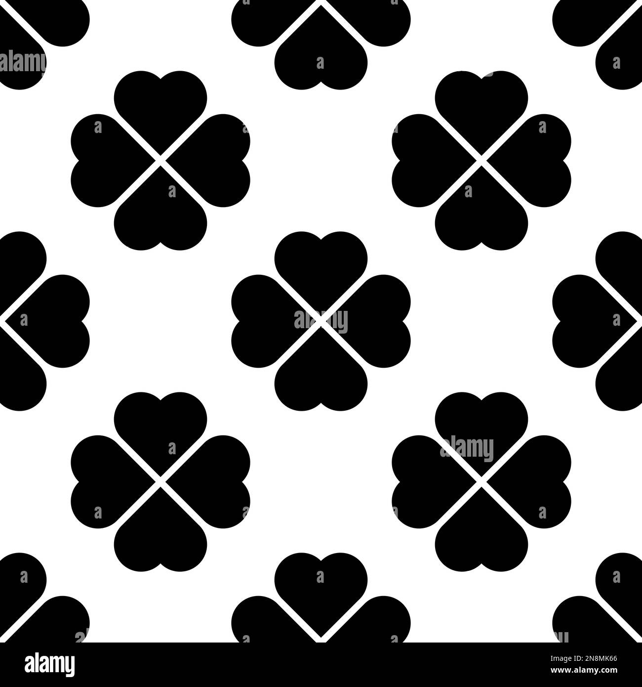 Black Shamrock Seamless Pattern Background Of Fourleaf Clovers Simple