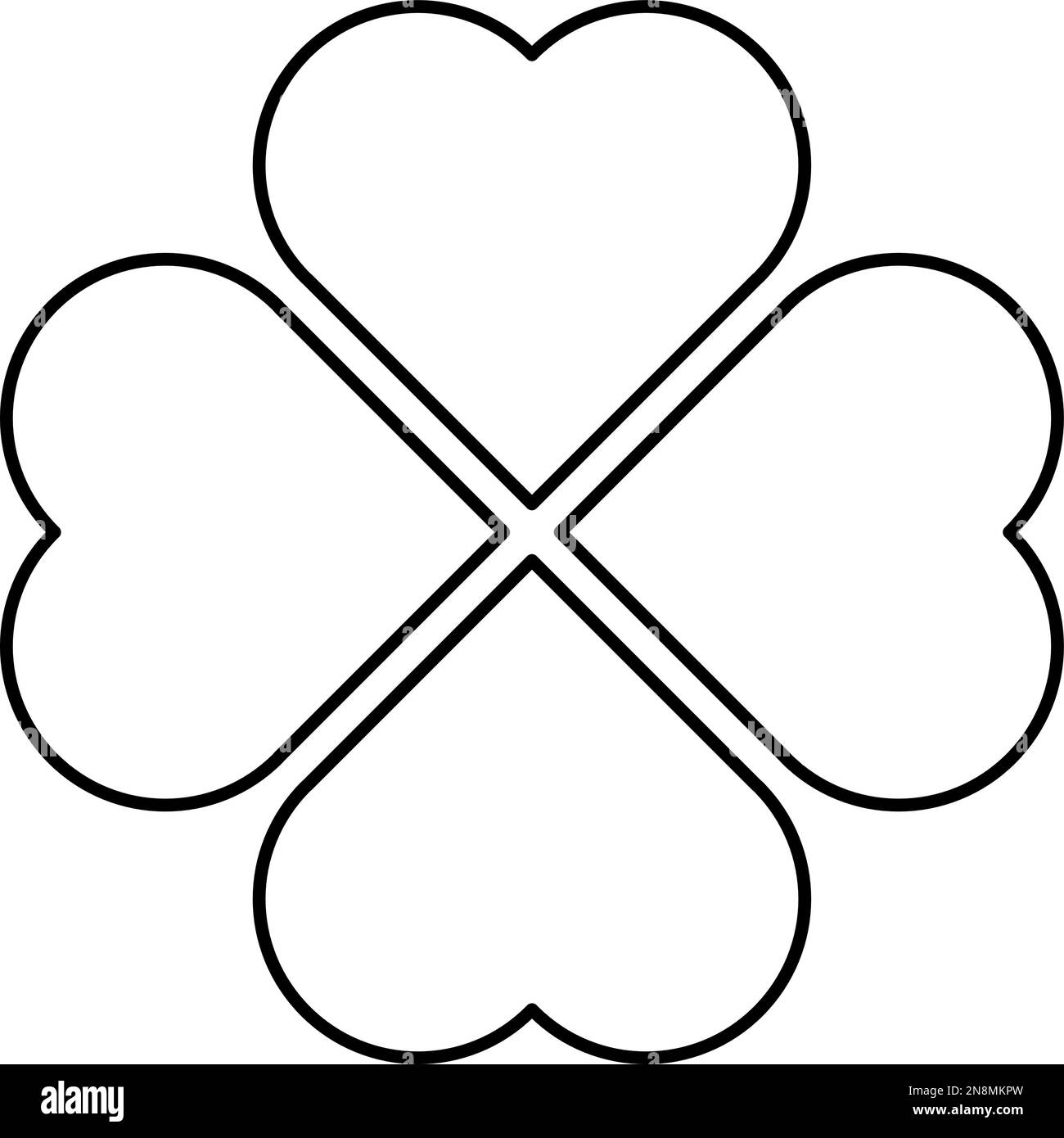 Shamrock silhouette - black outline four leaf clover icon. Good luck ...