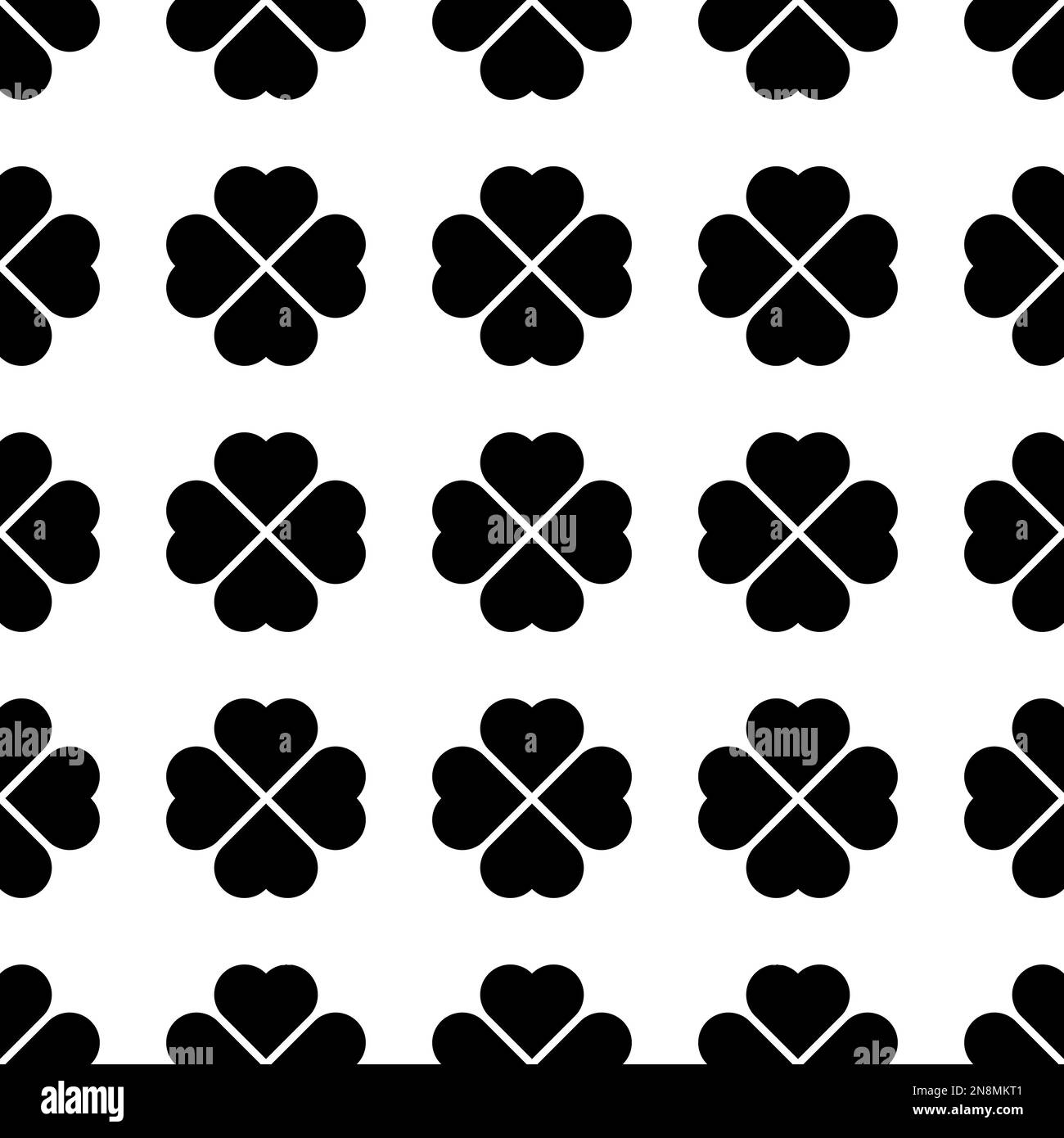 Black Shamrock Seamless Pattern Background Of Fourleaf Clovers Simple