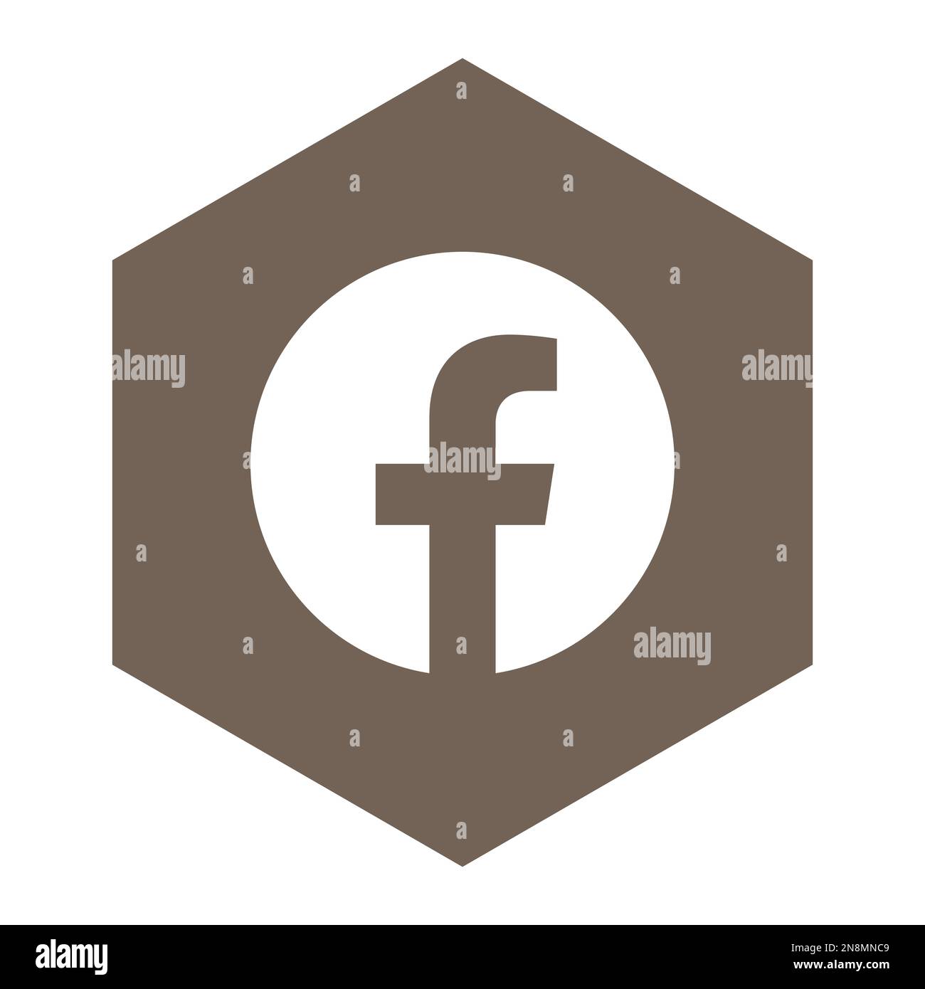Facebook social media app icon in brown hexagon shape. Simple flat ...