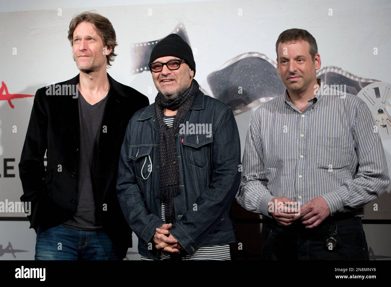 From left, actor Michael Laurence, director Amos Poe, and ...