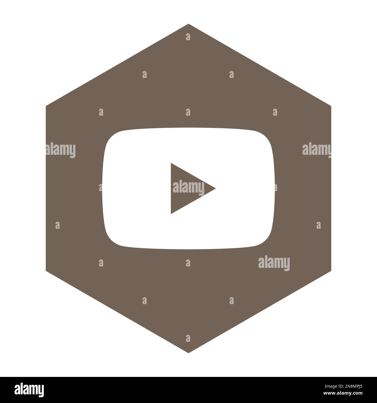 Youtube social media app icon in brown hexagon shape. Simple flat ...