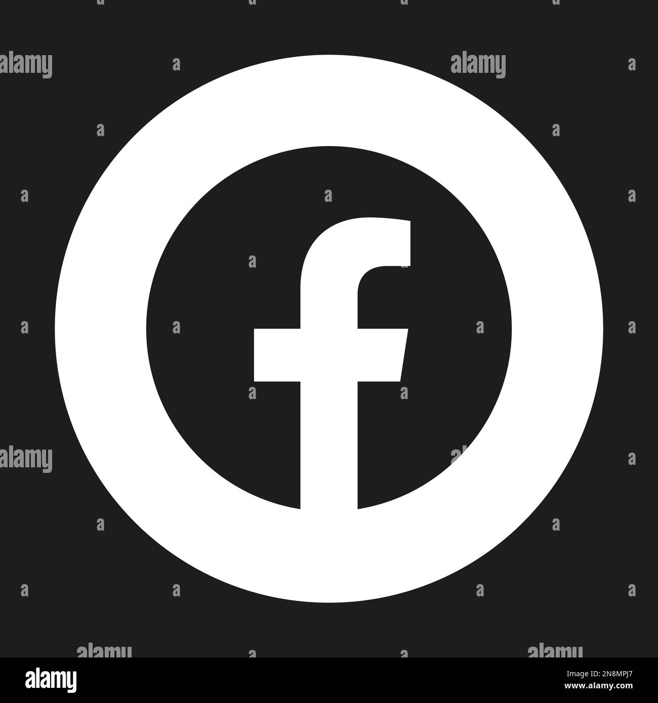 Facebook social media app icon in white circle shape. Simple flat ...