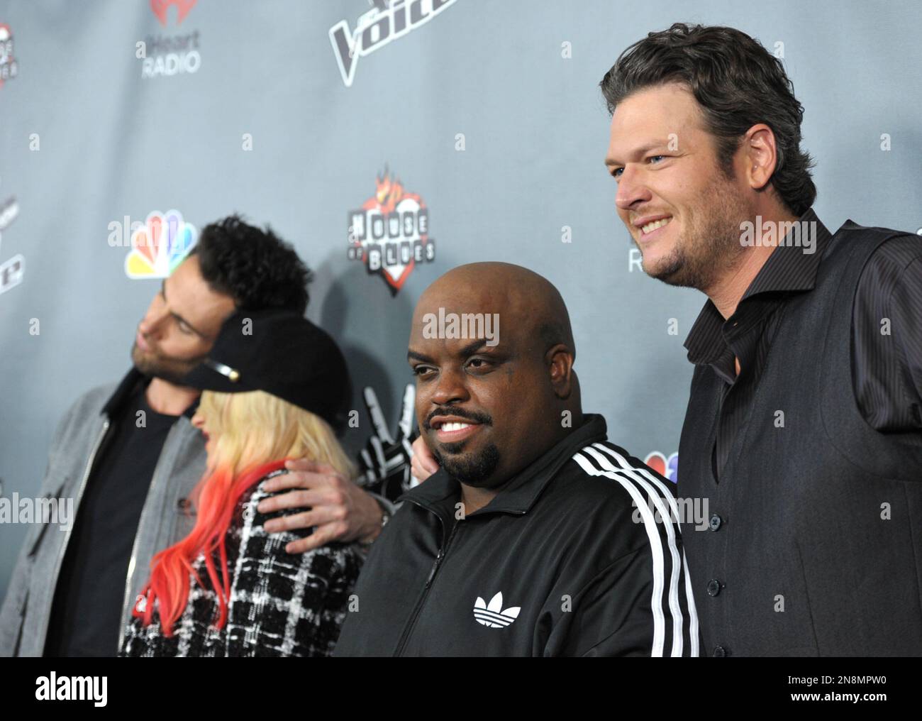 From left, Adam Levine, Christina Aguilera, Cee Lo Green, and Blake ...