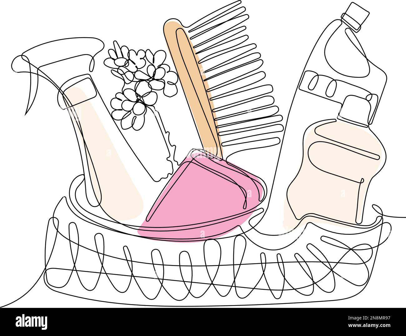 Continuous one line drawing of bottles for liquid laundry detergent ...