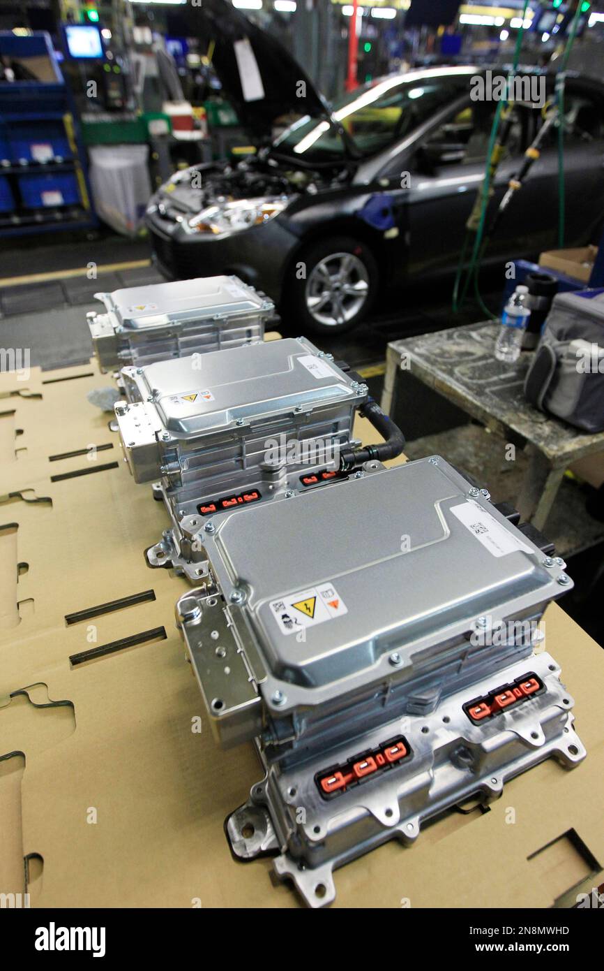 Inverter system converters are seen on the assembly line at the Ford ...