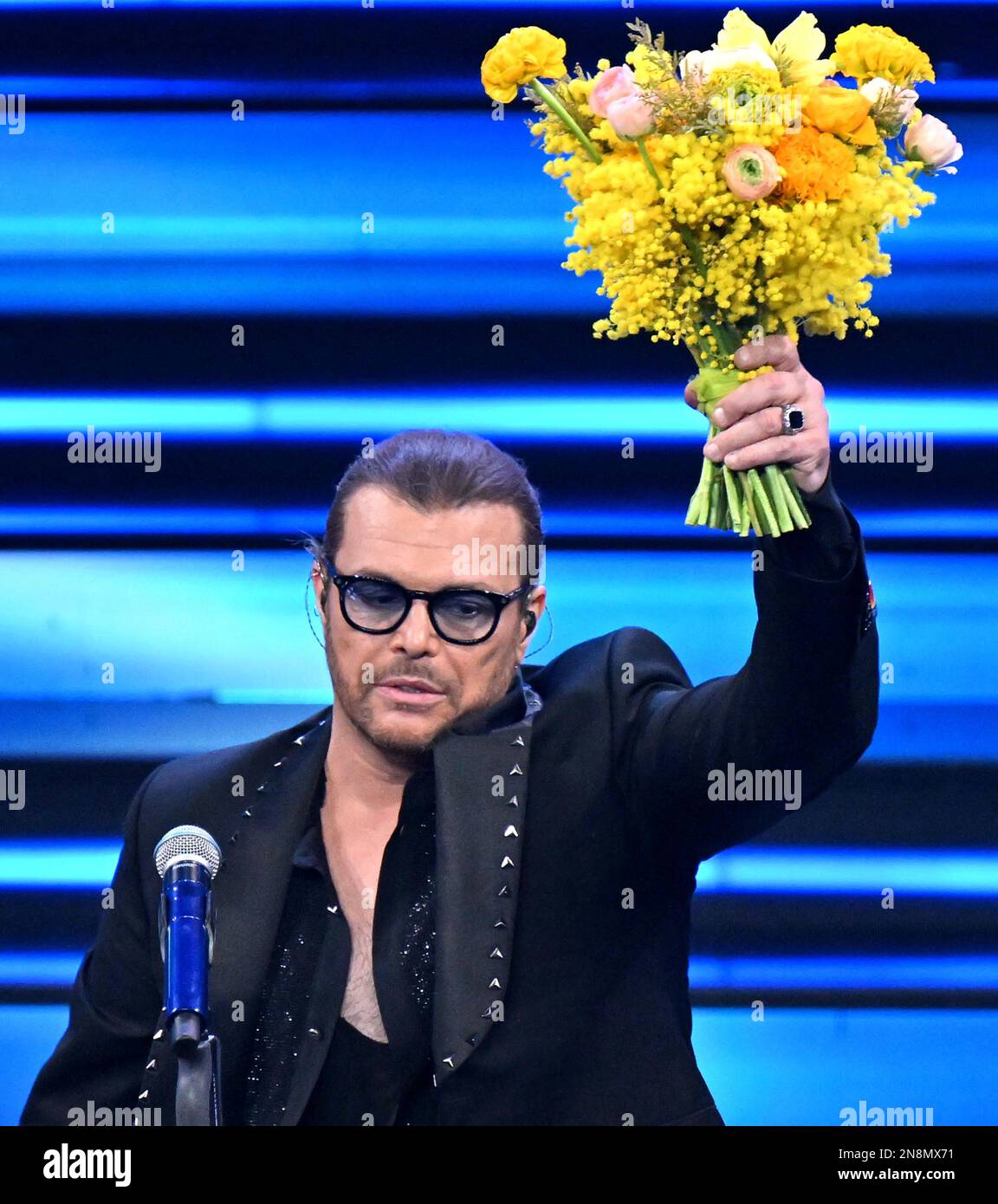February 12, 2023, SANREMO, ITALIA: Italian singer Gianluca Grignani ...