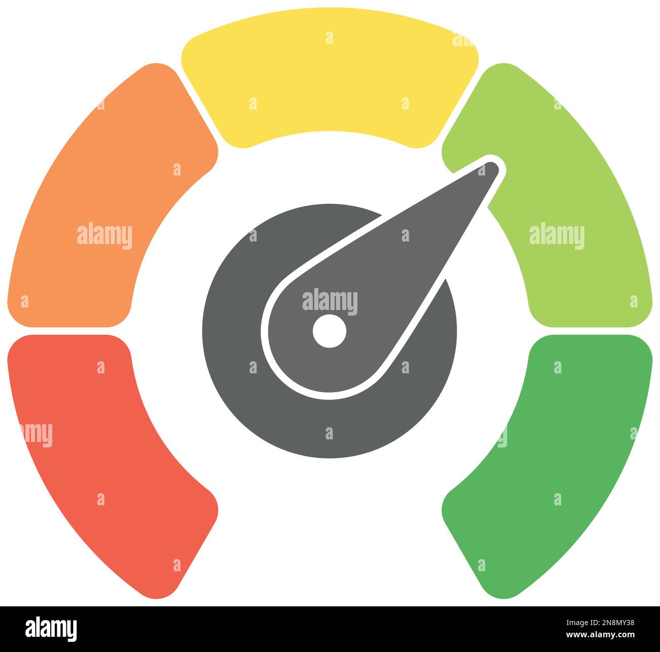 Radial gauge scale from red to green with arrow hand pointer ...