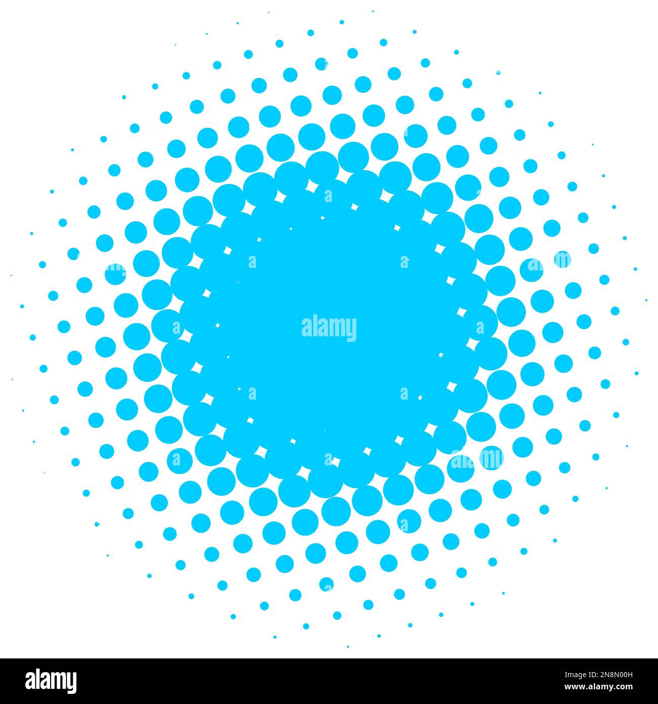Blue abstract halftone circle made of dots. Vector illustration Stock ...
