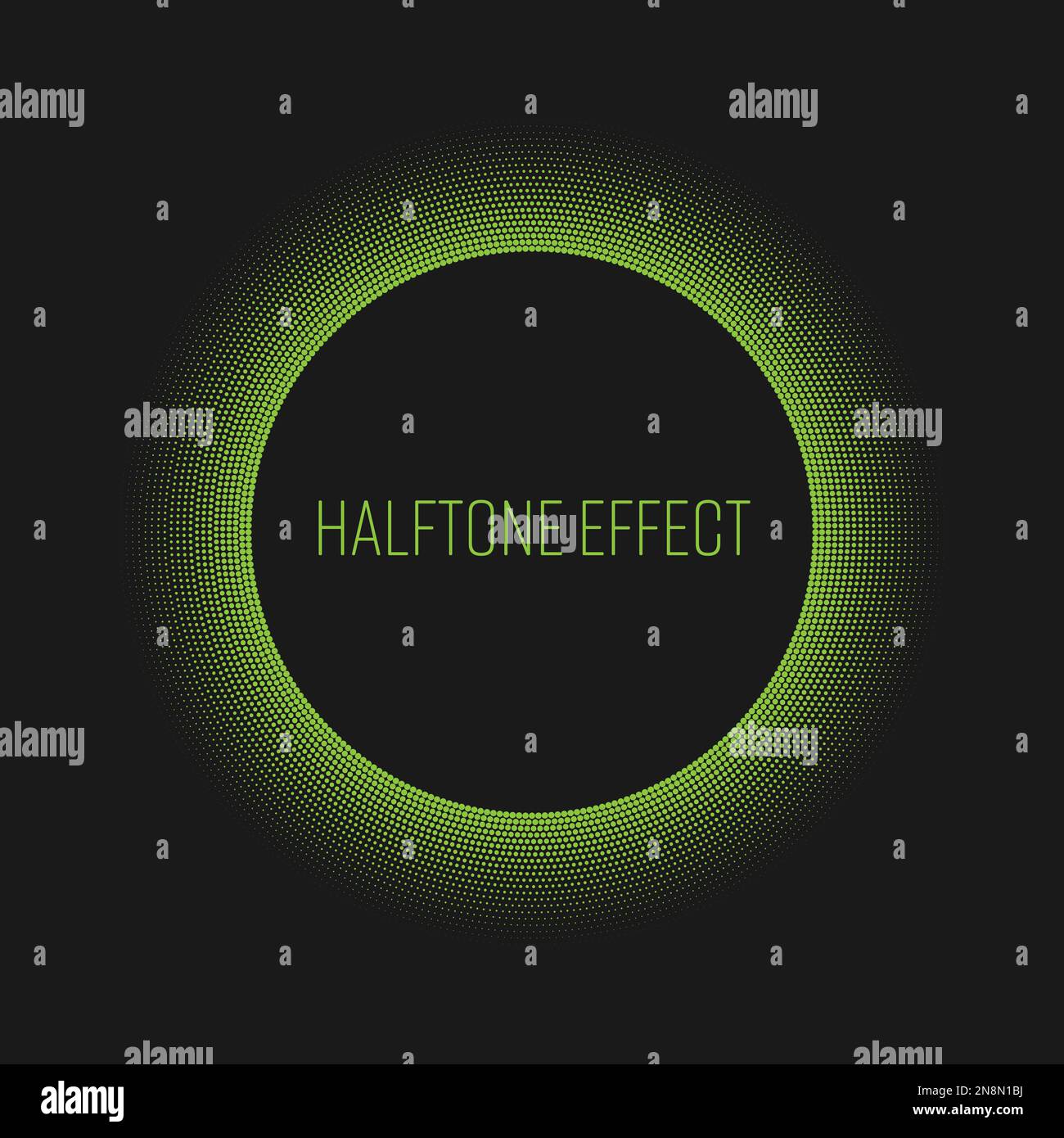 Green halftone ring with white circle and text label in the middle ...