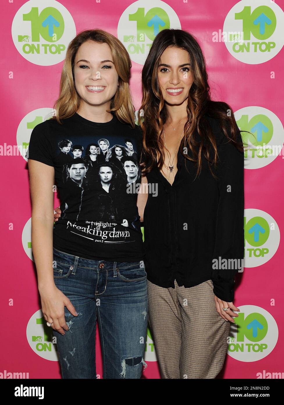 Actress Nikki Reed, right, poses with host Lenay Dunn before taping an ...