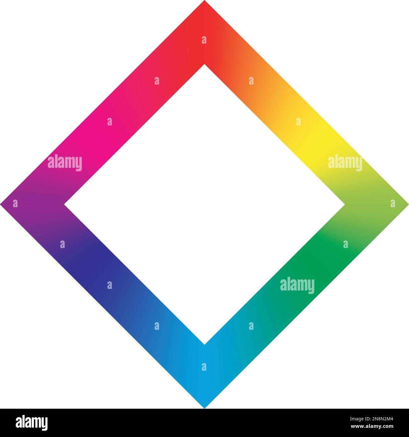 Colorful rainbow gradient square frame with sharp corners. Vector ...