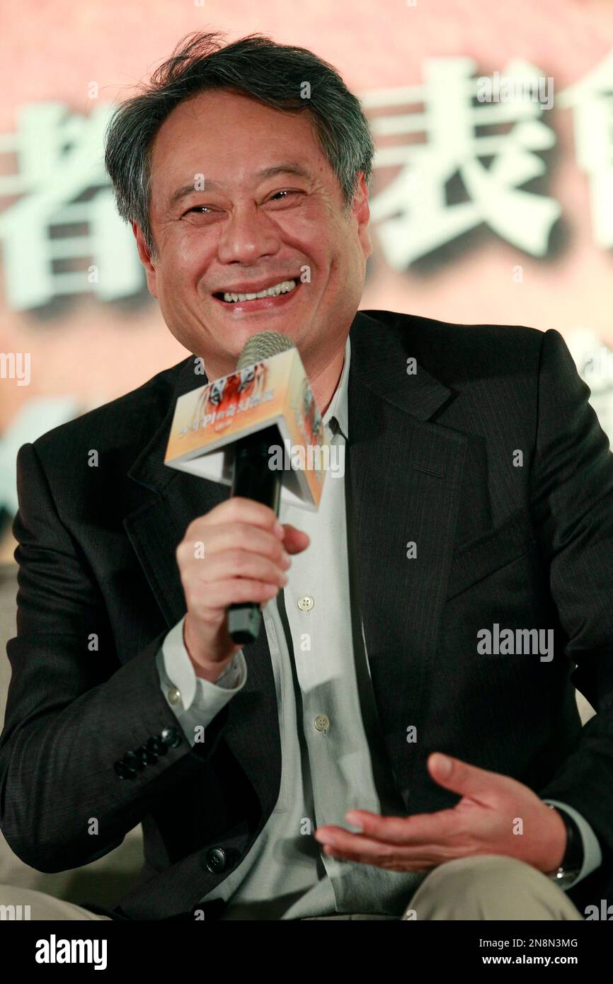Taiwanese director Ang Lee answers questions during a press conference ...