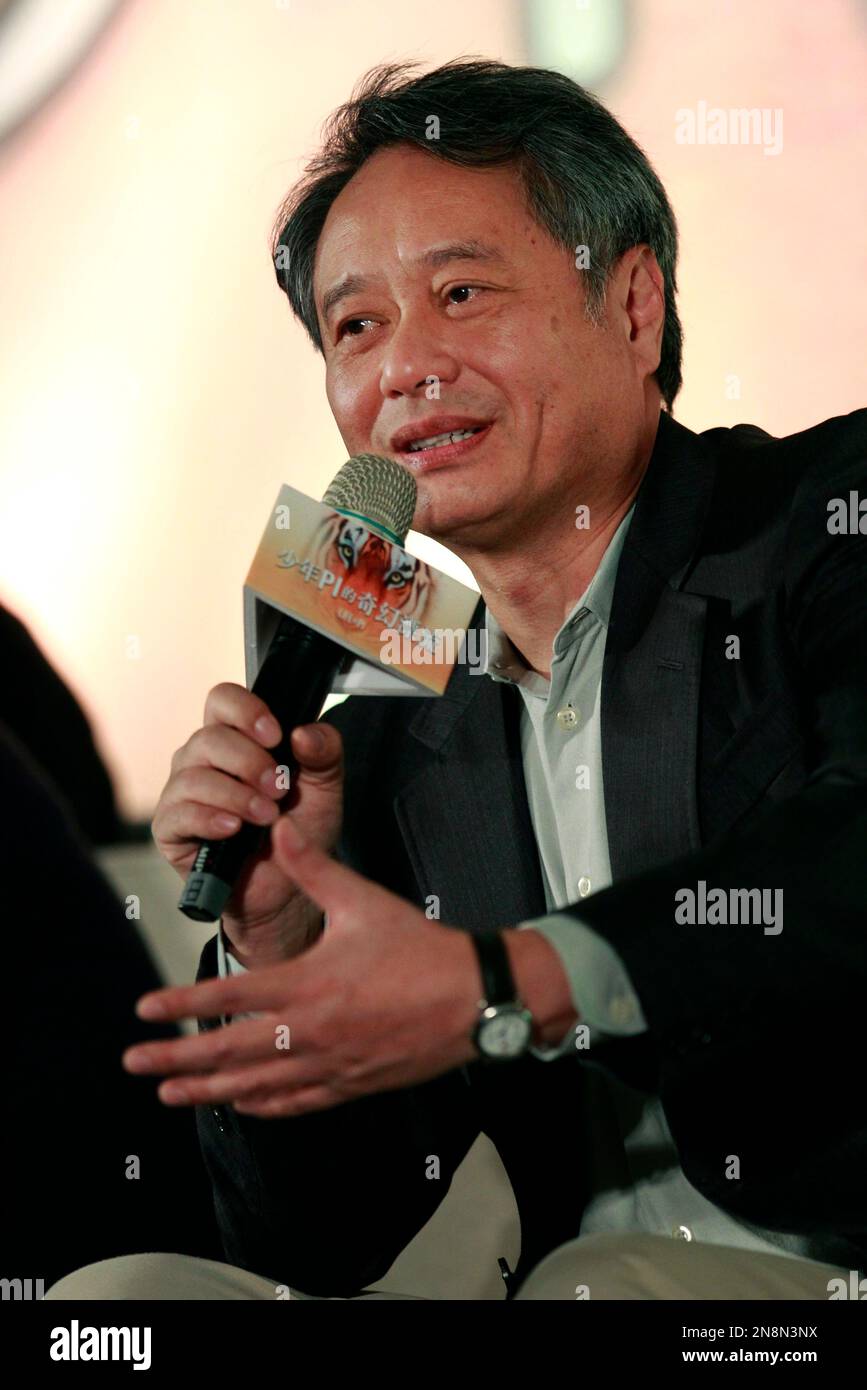 Taiwanese director Ang Lee answers questions during a press conference ...