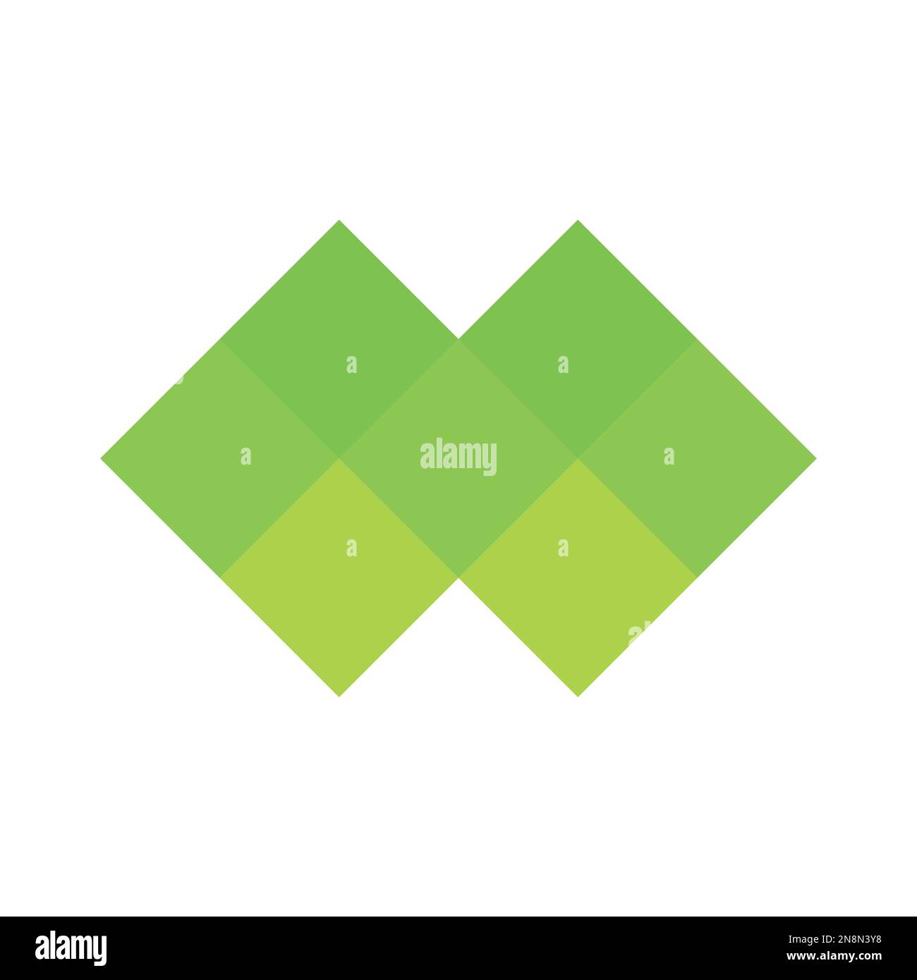 Green pixelized mosaic logo design element. Abstract shape of multiple ...