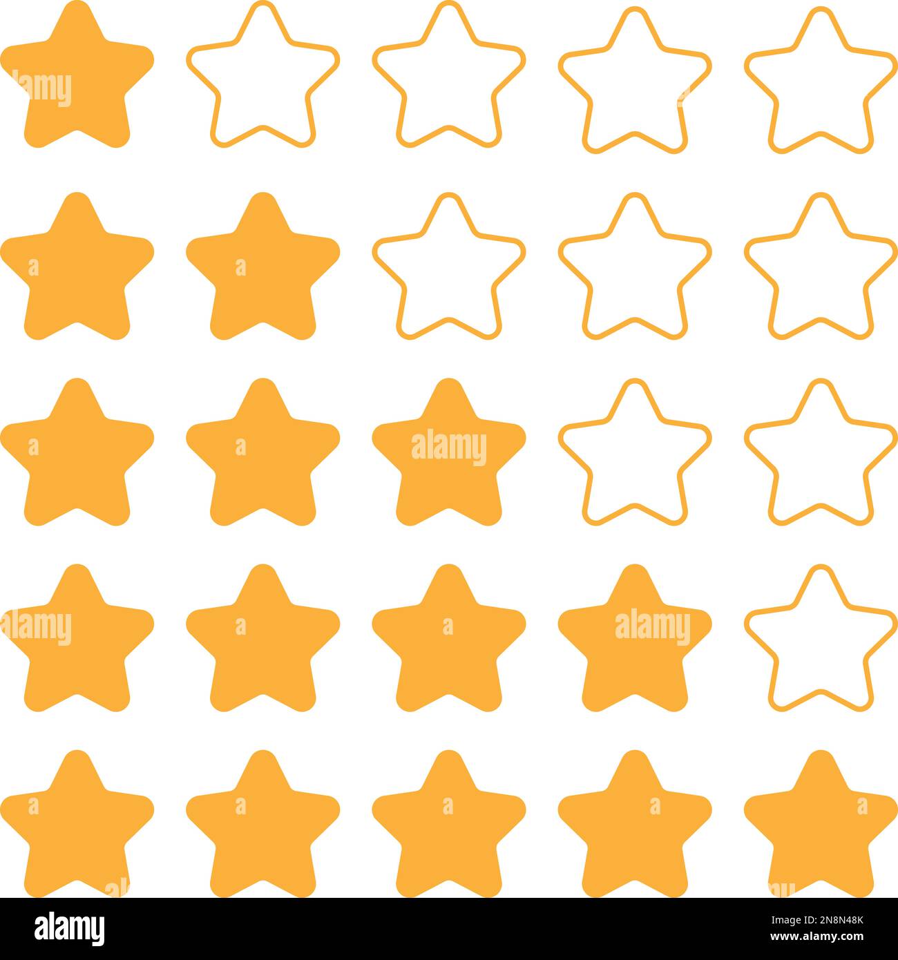 5 star rating set. Simple rounded shapes in grey and yellow Stock ...