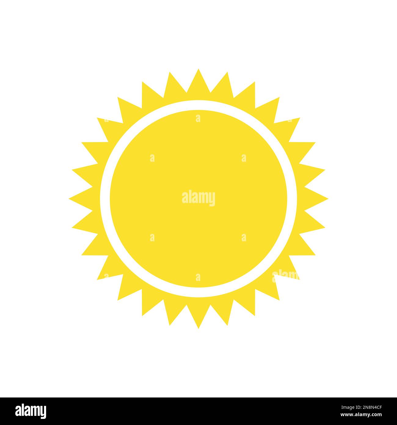 Yellow sun. Symbol of hot weather day, summer holiday or new life ...