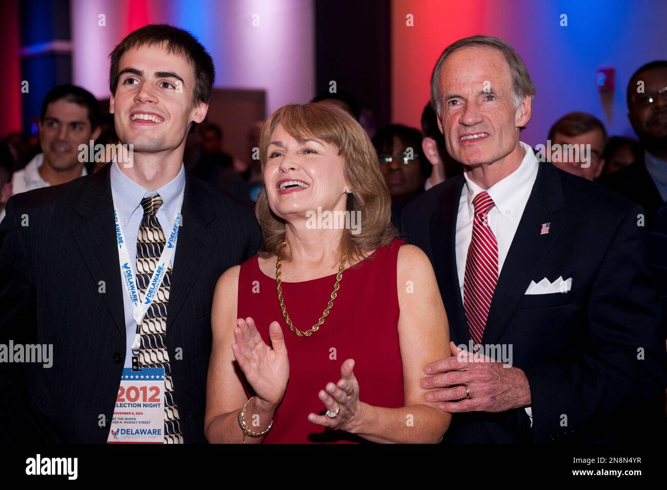 Incumbent Sen. Tom Carper, D-Del., watches election returns with his ...