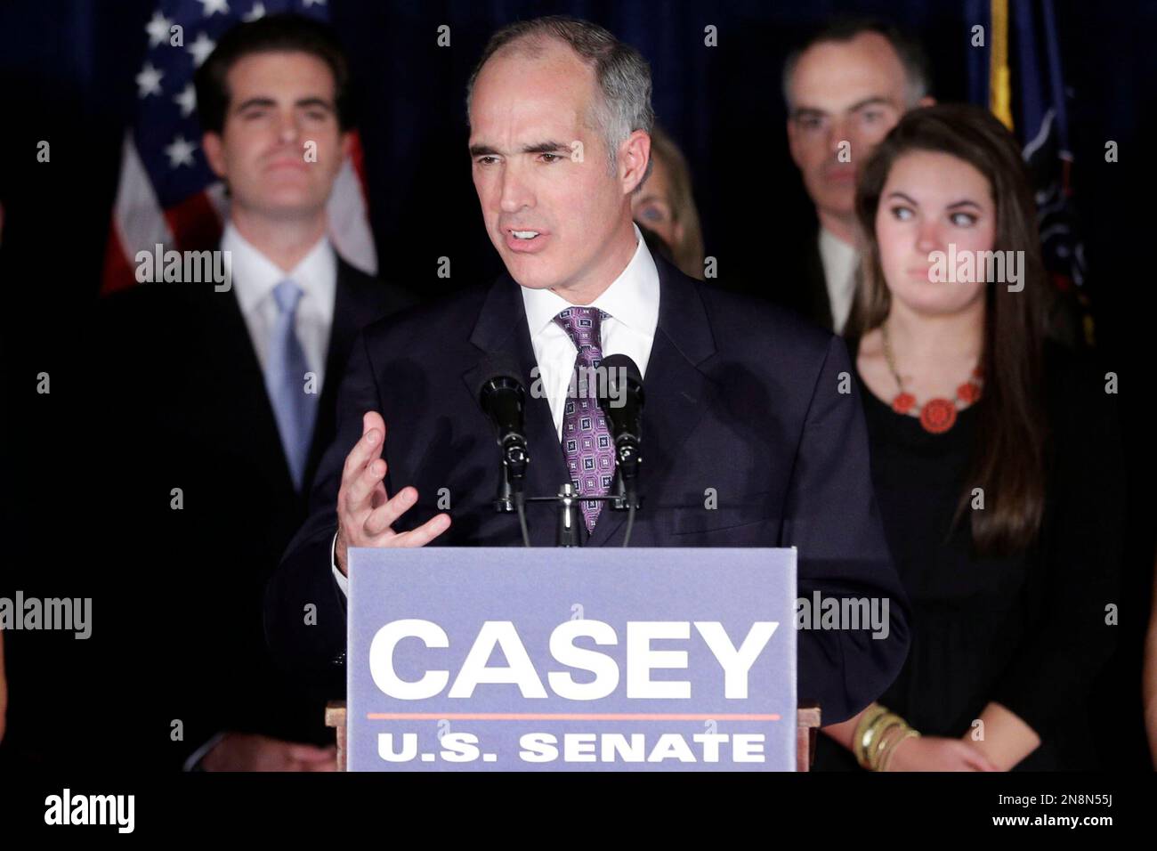 Newly re-elected U.S. Senator Bob Casey, D-Pa., speaks at an election ...