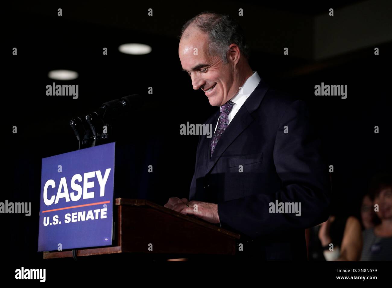 Newly re-elected U.S. Senator Bob Casey, D-Pa., smiles as he speaks at ...