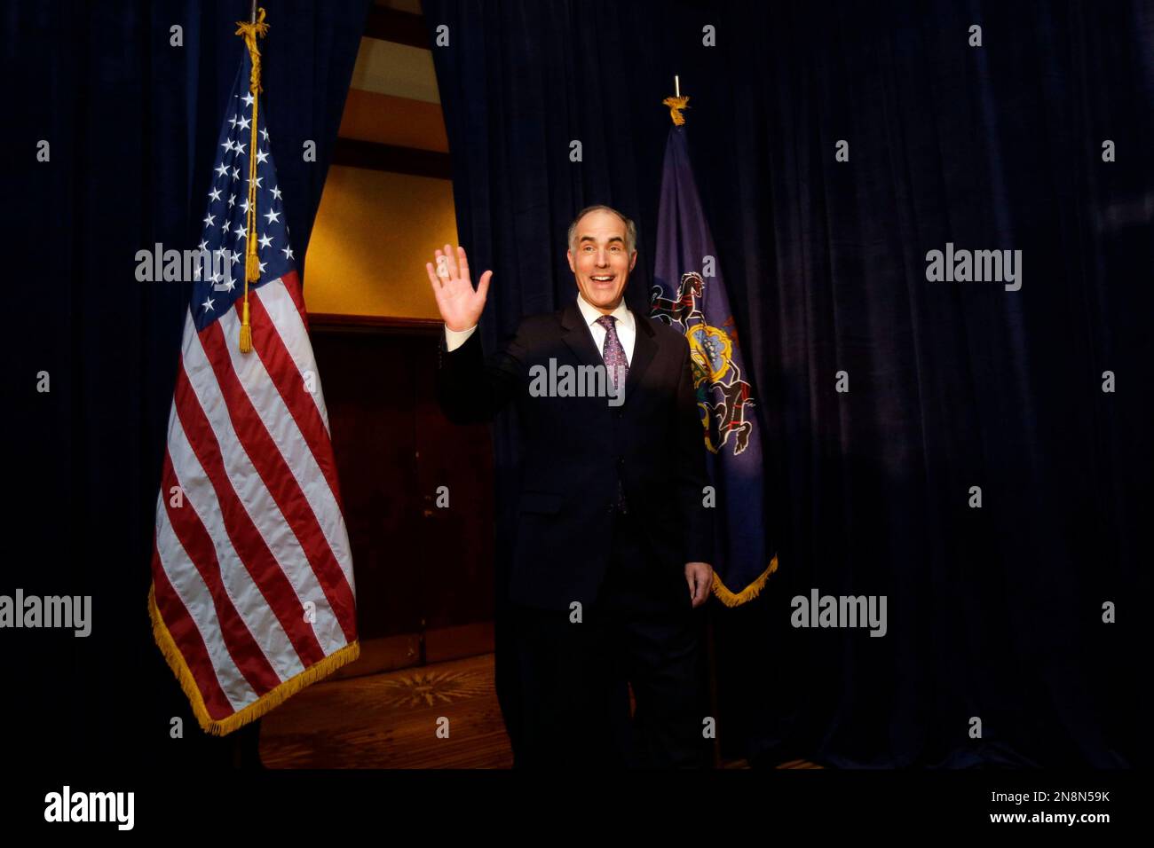 Newly re-elected U.S. Senator Bob Casey, D-Pa., waves as he is ...