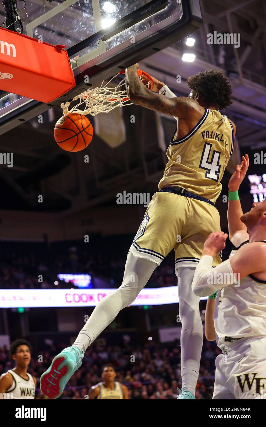 February 11, 2023: Georgia Tech senior Ja'von Franklin (4) dunks the ...