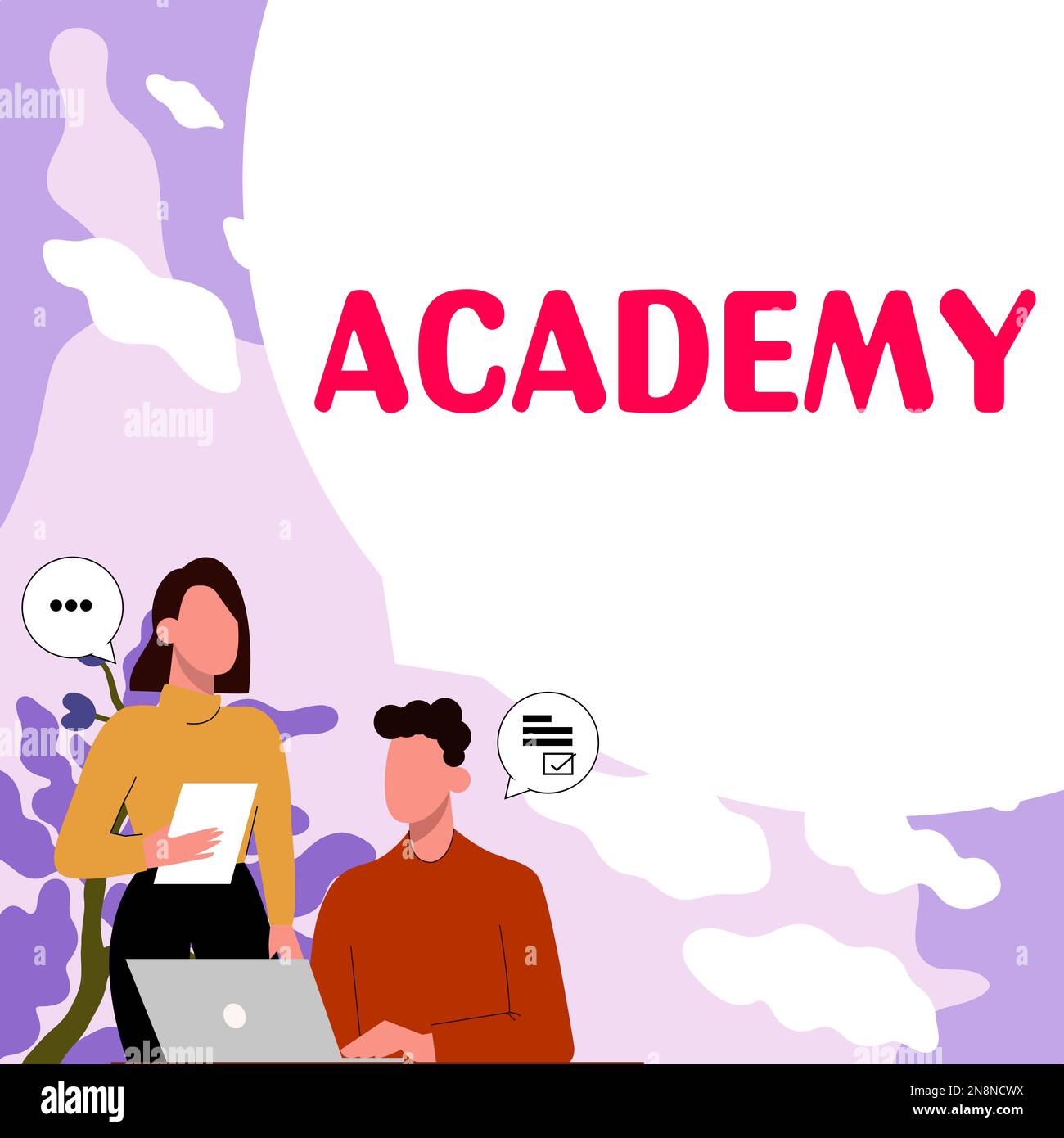 Text caption presenting Academy. Internet Concept where students can go ...