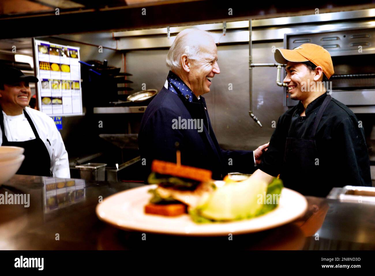 Vice President Joe Biden meets with workers during a visit to MiMi's ...