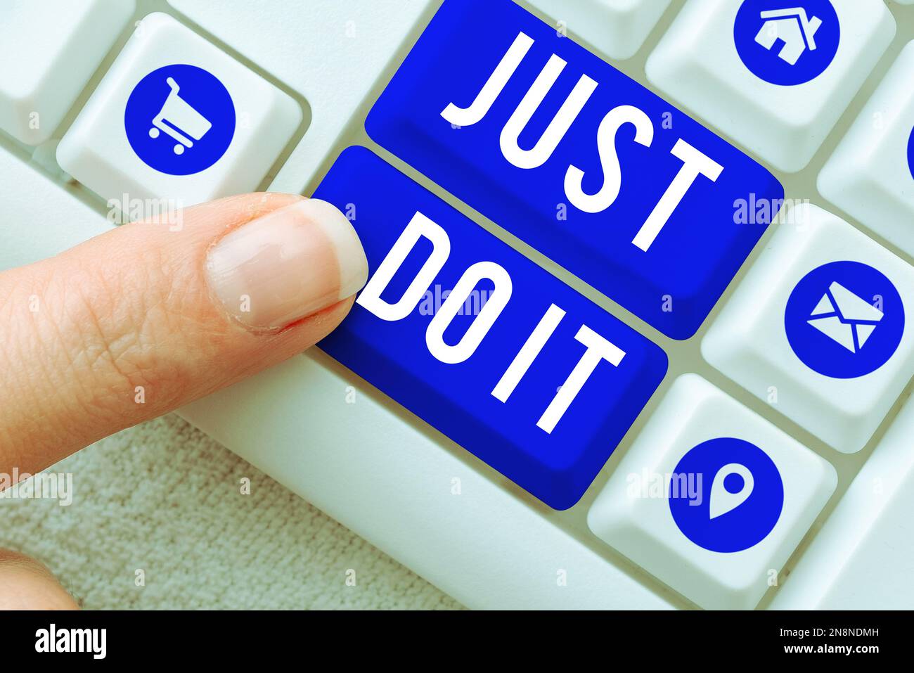 Hand writing sign Just Do It. Word Written on Motivation for starting ...