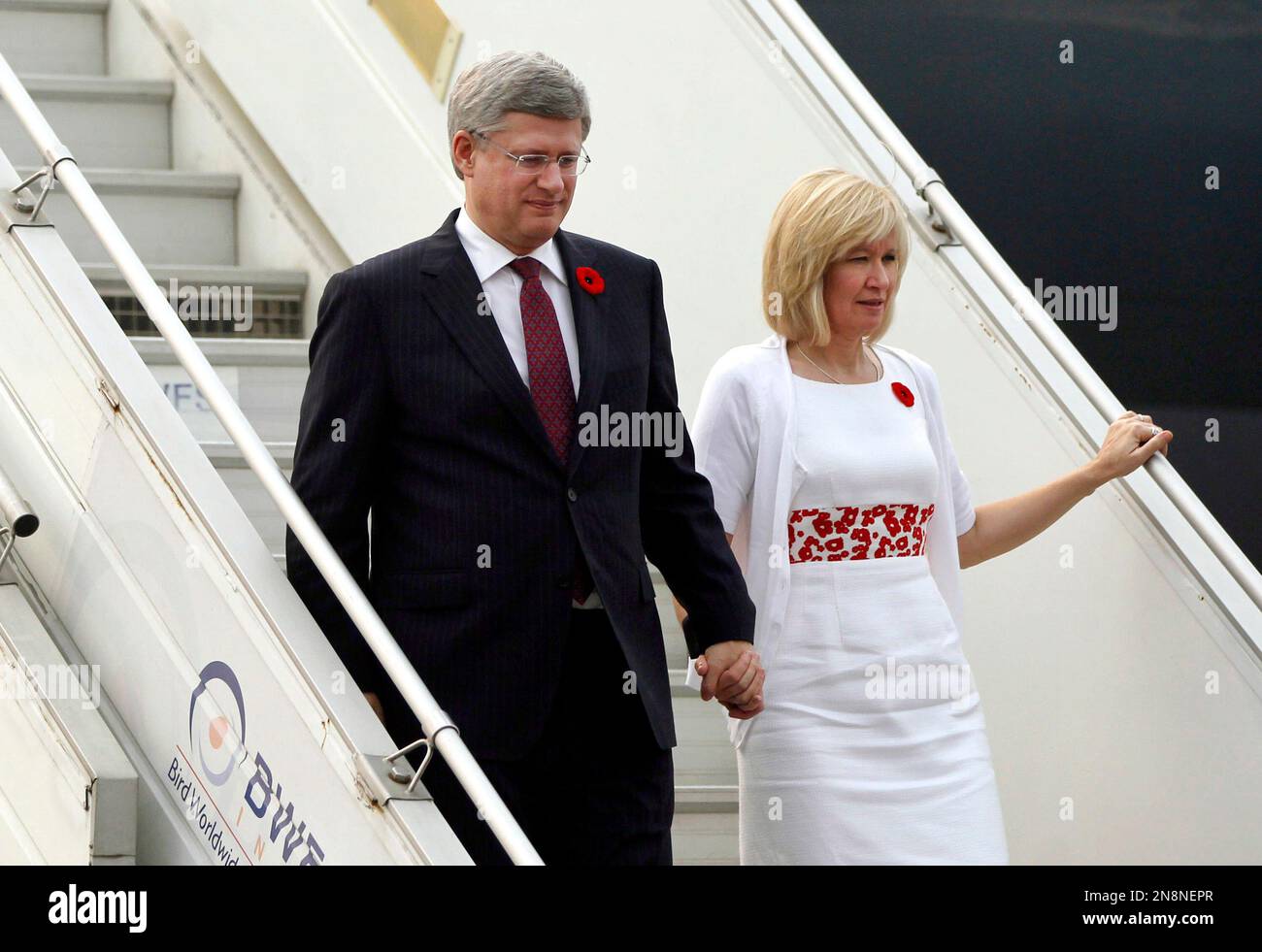 Canada’s Prime Minister Stephen Harper, left, and his wife Laureen Ann ...