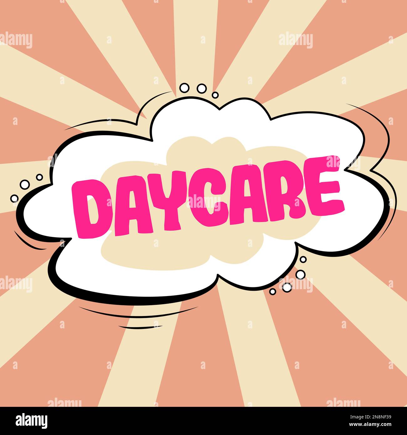 Sign displaying Daycare. Word Written on offering care to preschool ...