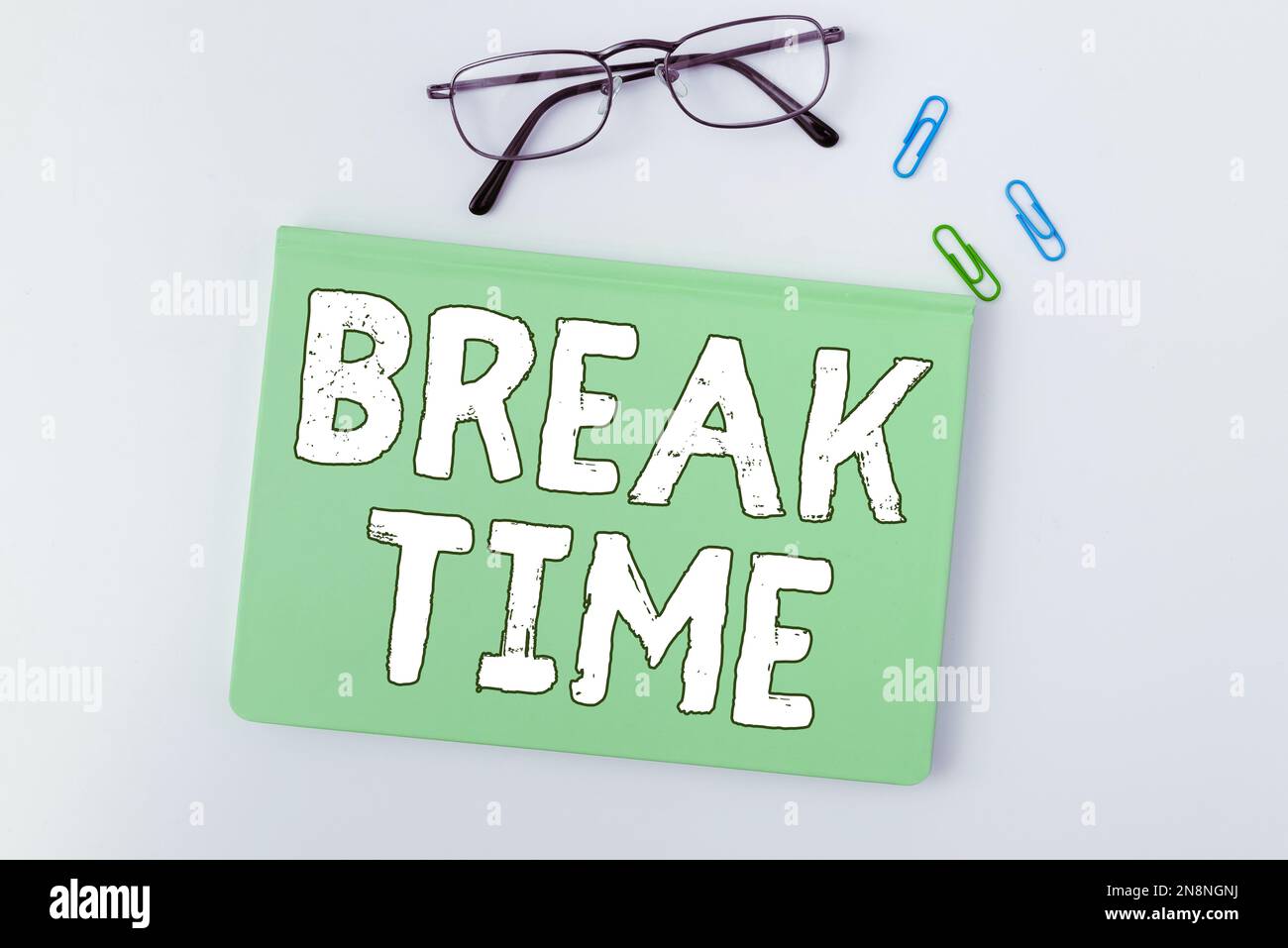 Writing displaying text Break Time. Business approach Period of rest or ...