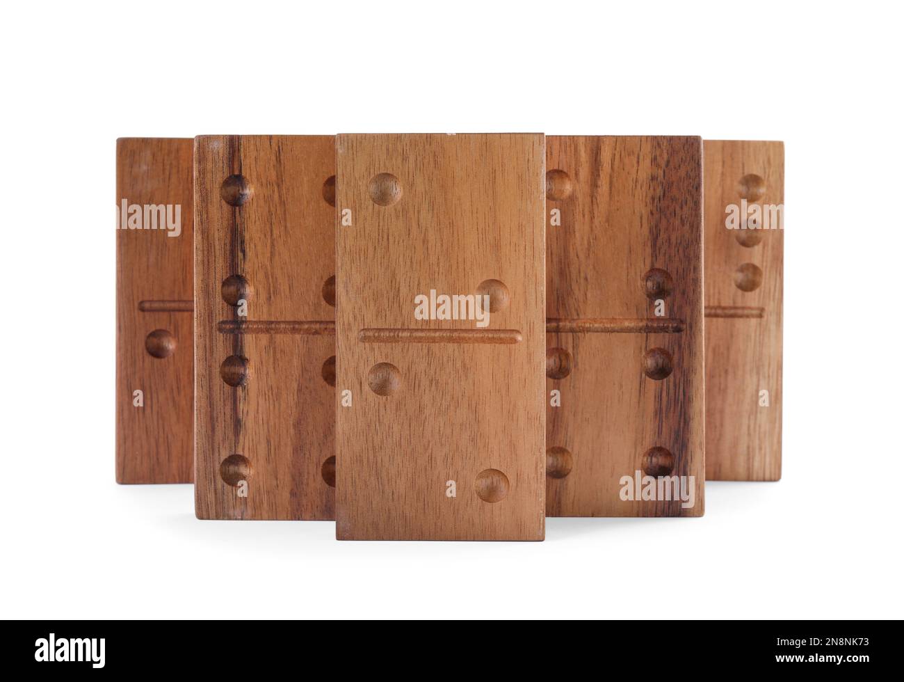 Wooden domino tiles with pips isolated on white Stock Photo - Alamy