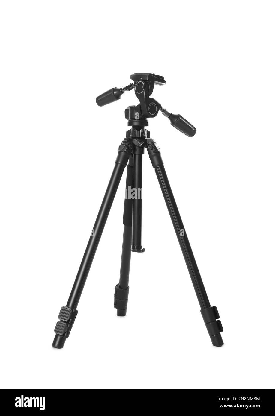 Modern tripod for camera isolated on white Stock Photo - Alamy