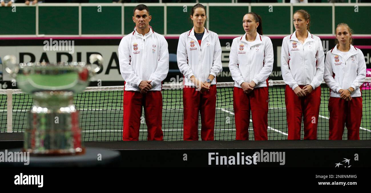 Serbia's team, left to right, Dejan Vranes, Ana Ivanovic, Jelena ...