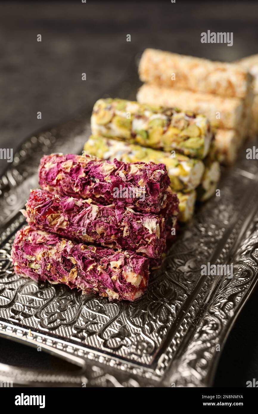 Turkish delight dessert on tray. Traditional sweet Stock Photo - Alamy