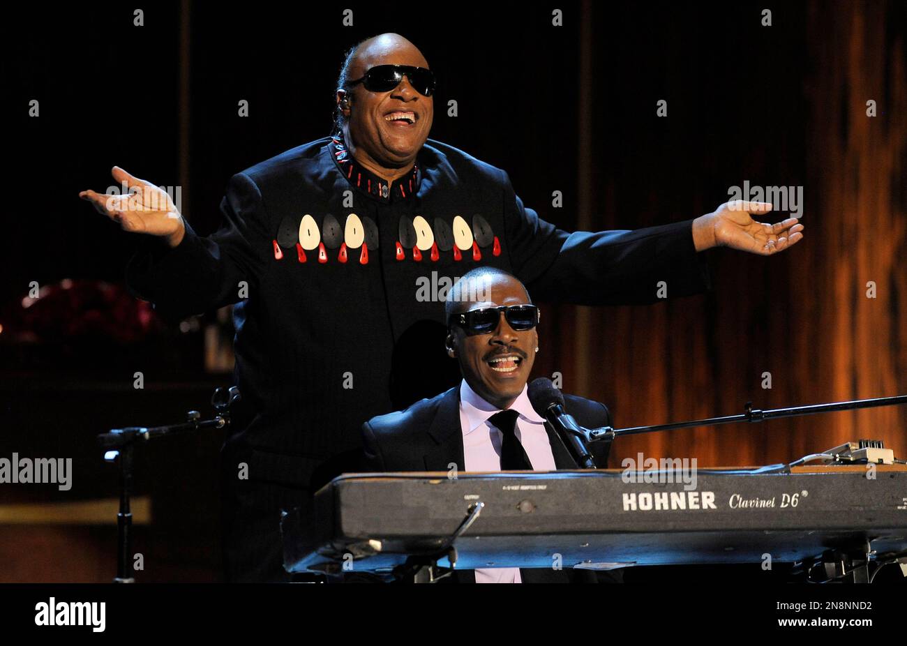 Stevie Wonder, top, is joined by Eddie Murphy to sing Wonder's song ...