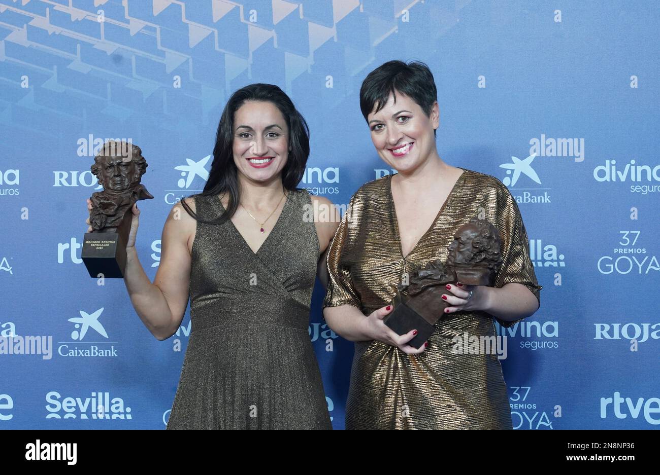 Best Visual Effects winners Esther Ballesteros (l) and Ana Rubio (r ...