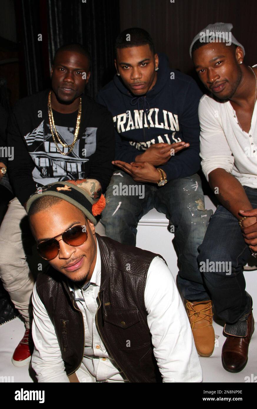(L-R) Kevin Hart, Nelly, Kevin McCall and T.I. attend BET Real Husbands ...