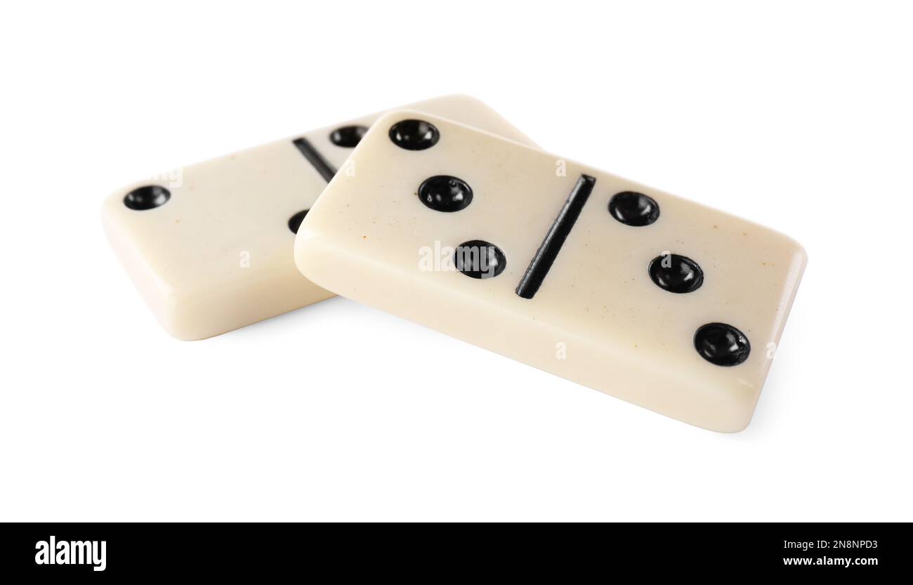 Two classic domino tiles on white background Stock Photo - Alamy
