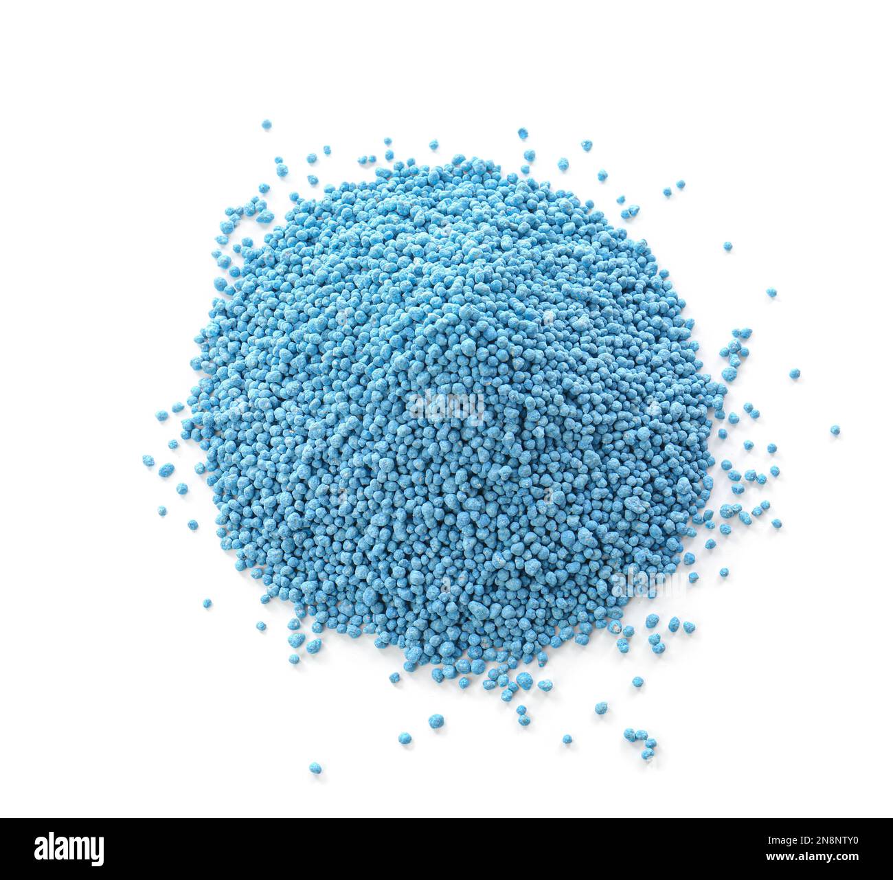 Pile of granular mineral fertilizer isolated on white, top view Stock ...