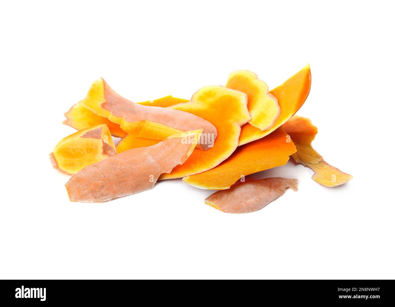 Pumpkin peel on white background. Composting of organic waste Stock ...