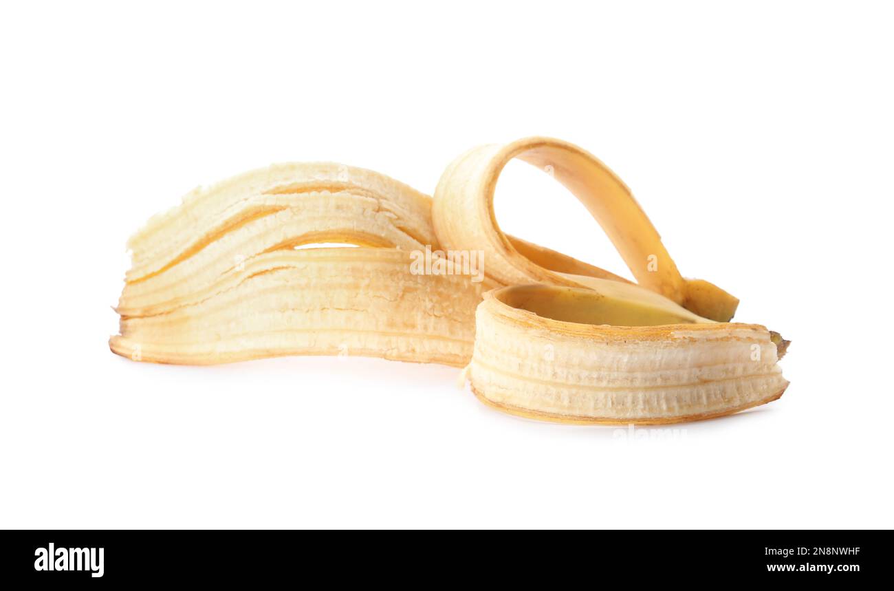 Banana peel on white background. Composting of organic waste Stock ...