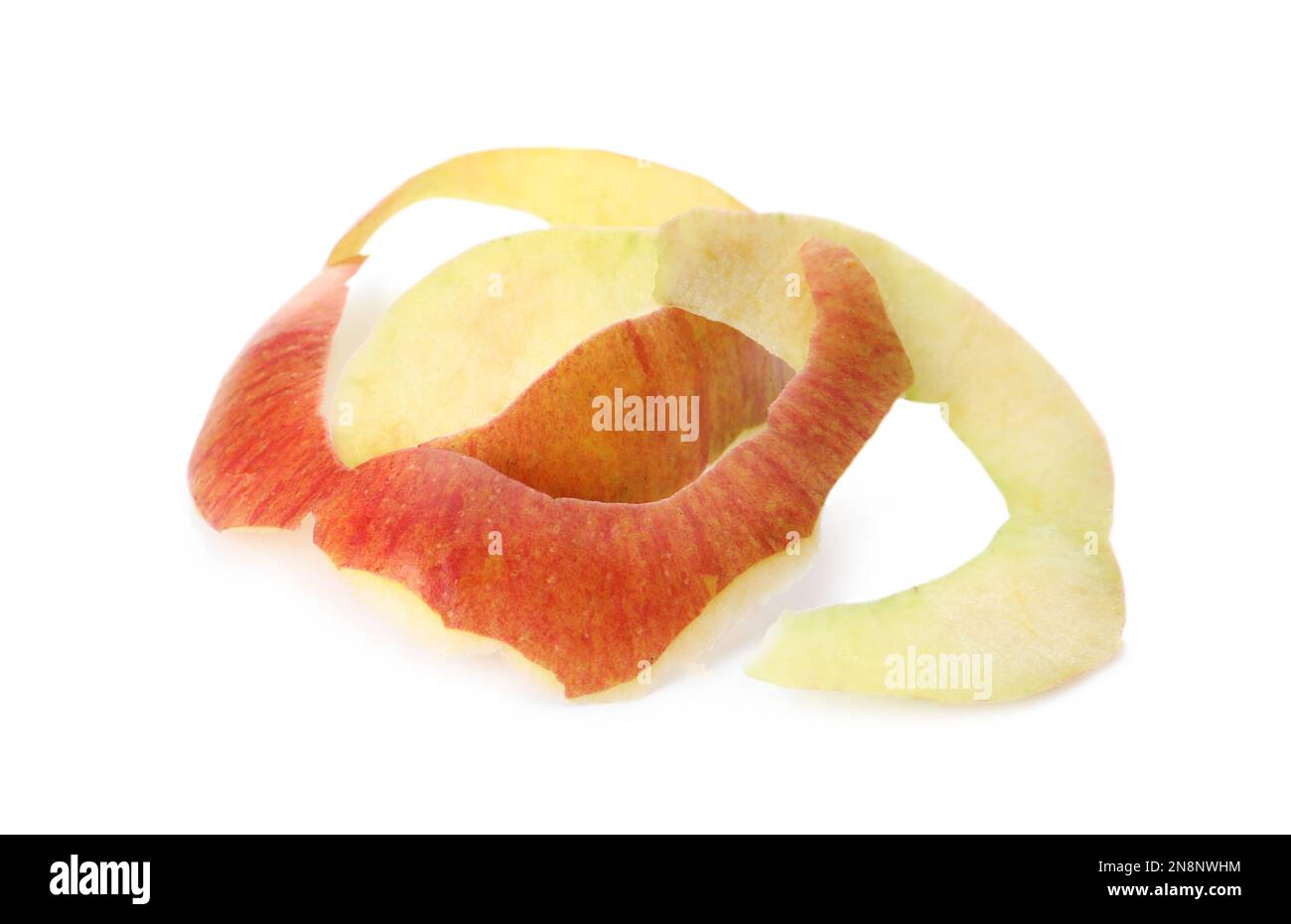 Apple peel on white background. Composting of organic waste Stock Photo ...
