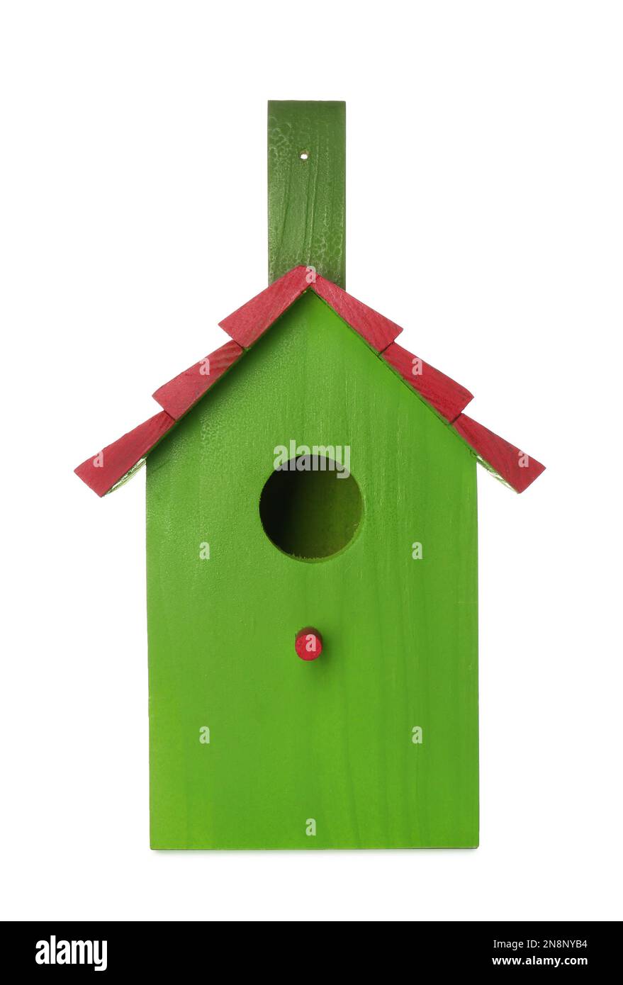 Beautiful green wooden bird box isolated on white Stock Photo - Alamy