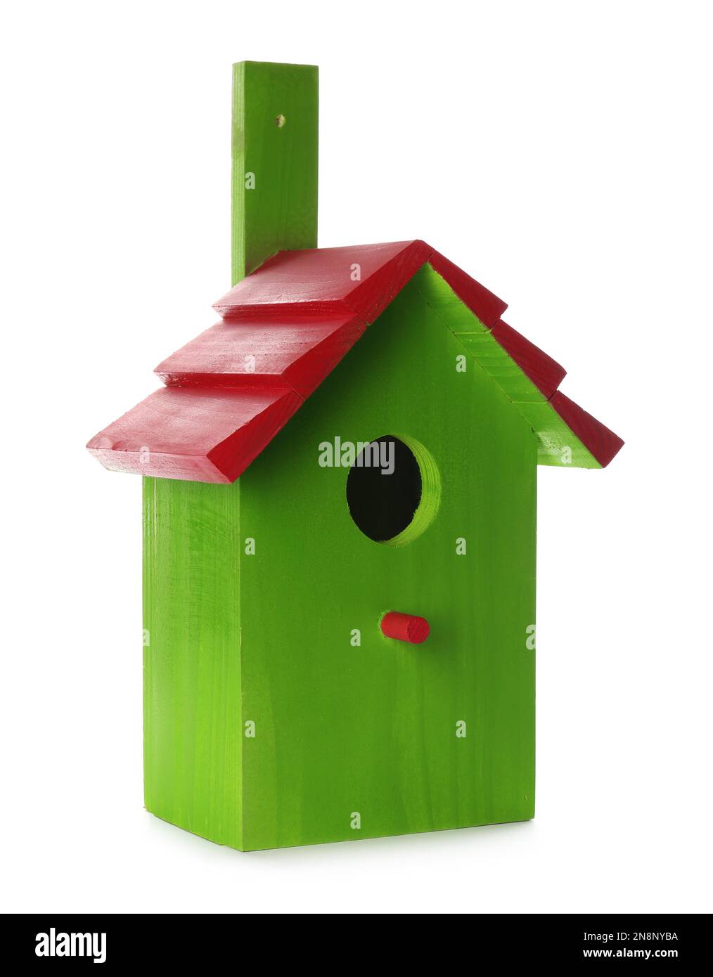 Beautiful green wooden bird box isolated on white Stock Photo - Alamy