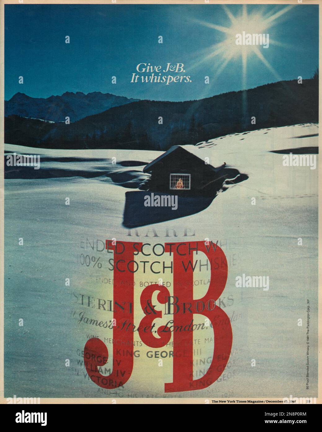 J & B Blended Scotch whiskey magazine advertisement 1981, paper advert ...