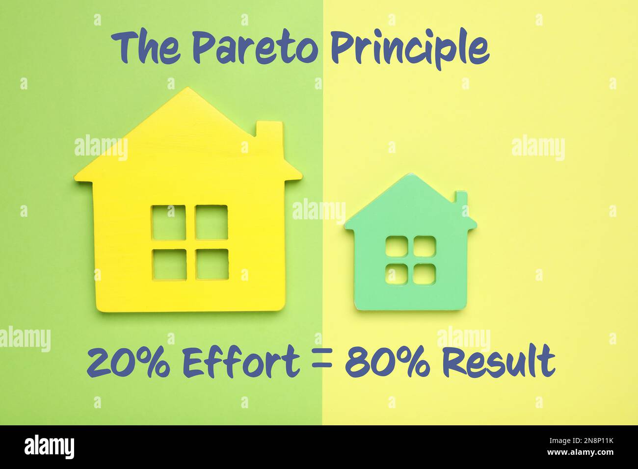 Small and big house figures on color background, flat lay. Pareto ...
