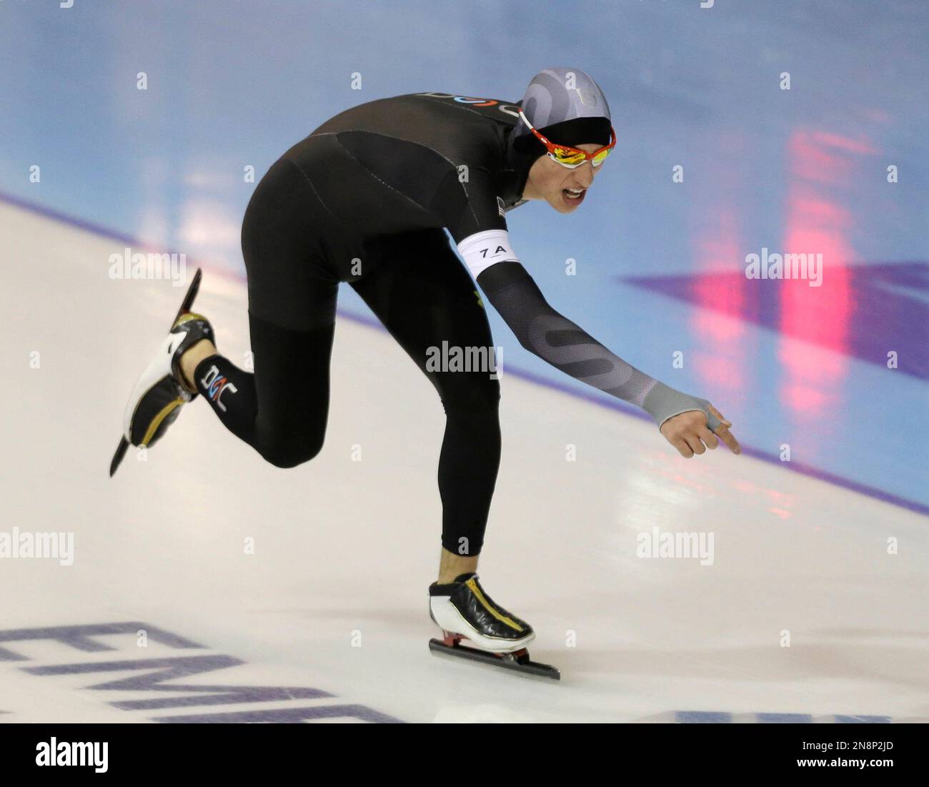 Emery Lehman races in the 5000 meter race at the U.S. Single Distance ...